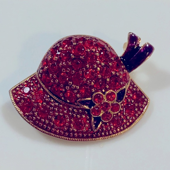 Jewelry | Brooch Pin Red Hat Society Red Gold Tone Vintage N37 | Poshmark